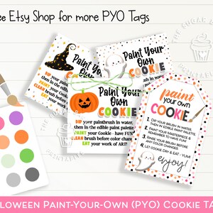 PYO Cookie Kit Tags, PYO Halloween Cookies, Paint Your Own Instructions ...