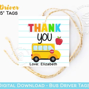 Thank You School BUS DRIVER TAG, Bus Driver Appreciation Tags, Back to ...