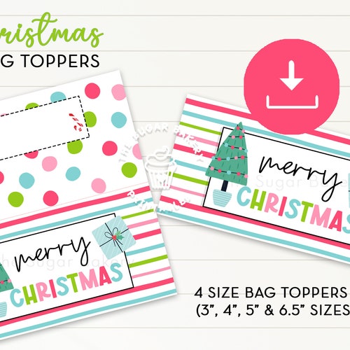 Christmas Cookie Treat Bag Topper/ Merry Christmas Printable - Etsy