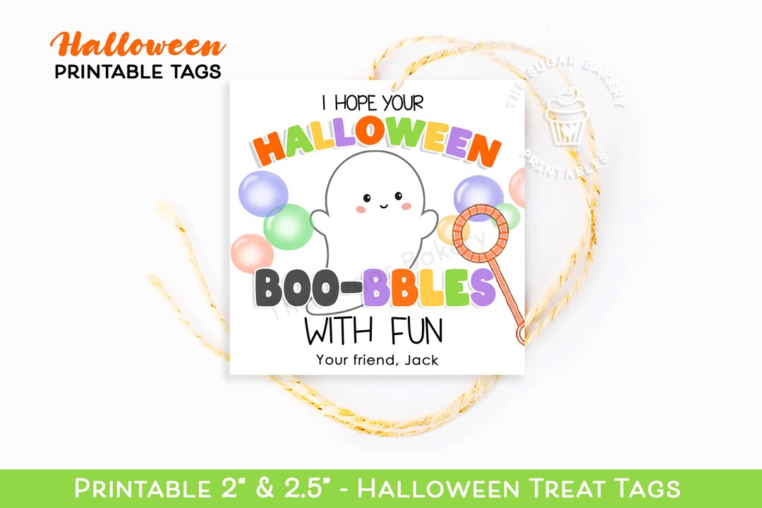 Halloween Bubble Gift TAG, Halloween School Tag, Halloween BOO-BBLES ...