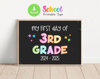 First Day of Third Grade Printable Sign First Day of School Sign 3rd ...