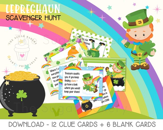 St Patricks Day Scavenger Hunt Leprechaun SCAVENGER HUNT St. | Etsy