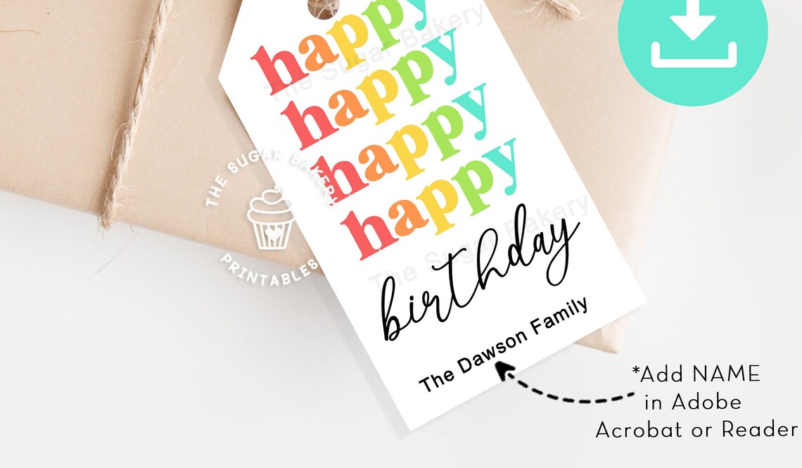 Happy BIRTHDAY Tags Rainbow Printable Birthday Tags Birthday - Etsy