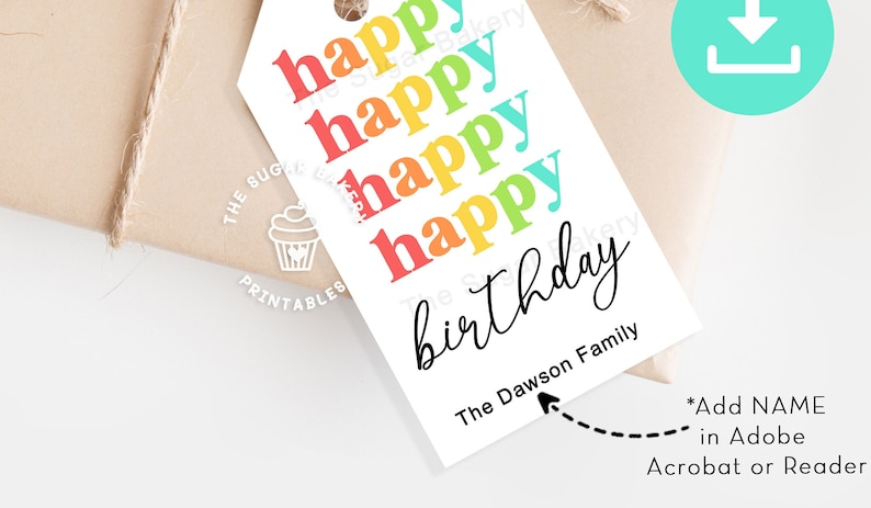 Happy BIRTHDAY Tags Rainbow Printable Birthday Tags Birthday - Etsy