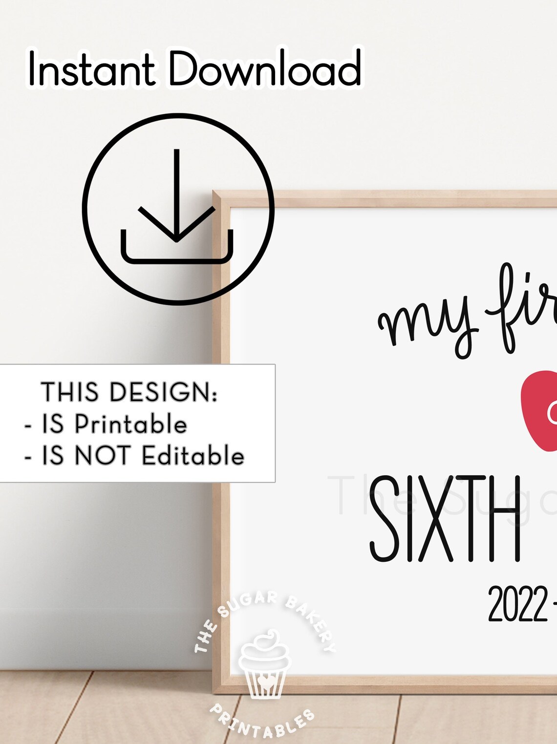 First Day of SIXTH Grade Sign PRINTABLE Back to School 6th Grade Sign ...