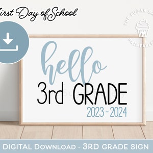 1st Day of School 3rd GRADE SIGN Hello 3rd Grade Sign - Etsy