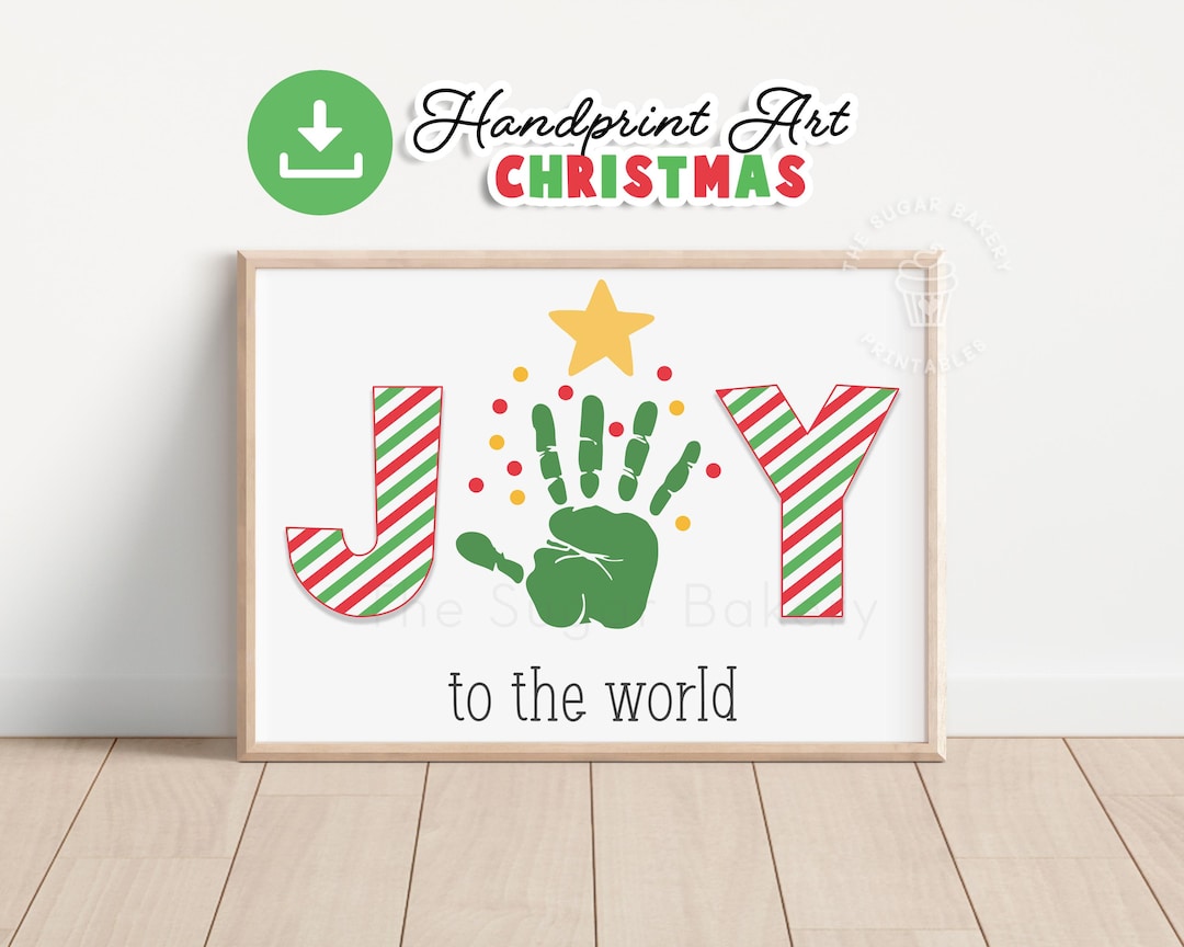JOY Christmas Tree Handprint Art, Preschool Handprint Art Craft ...