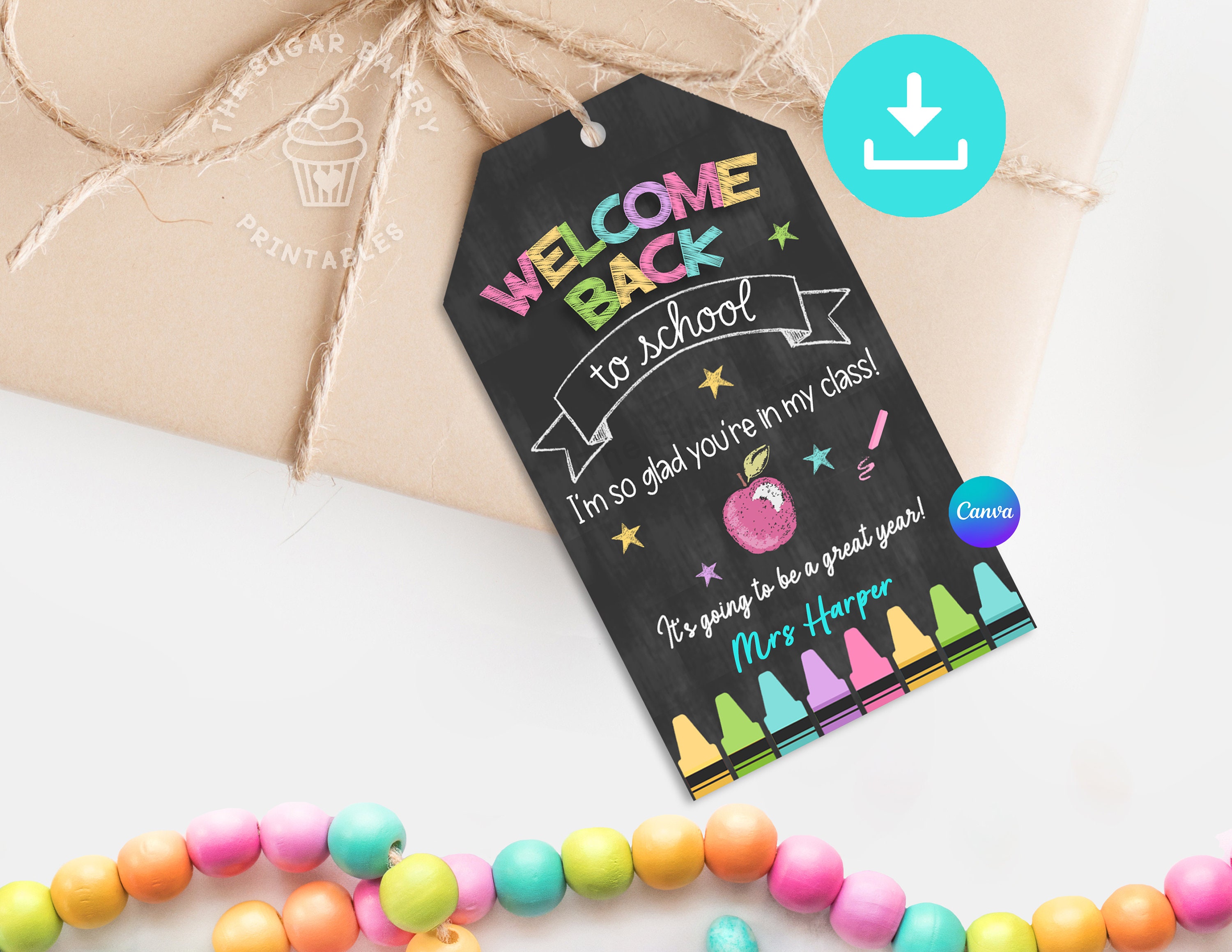 Welcome Back to School Tag Happy First Day of School Gift Tag Editable ...