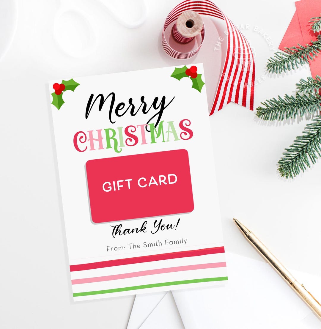 Merry CHRISTMAS Gift CARD HOLDER, Christmas Gift Card Holder Thank You ...