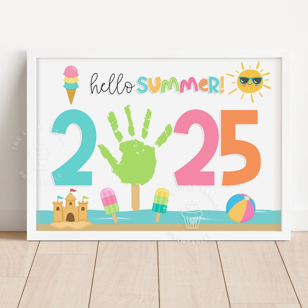 Summer Handprint Craft Printable Hello SUMMER 2025 COOL Summer Ice ...
