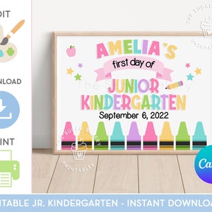 First Day of JUNIOR KINDERGARTEN Sign 1st Day of Jr. - Etsy