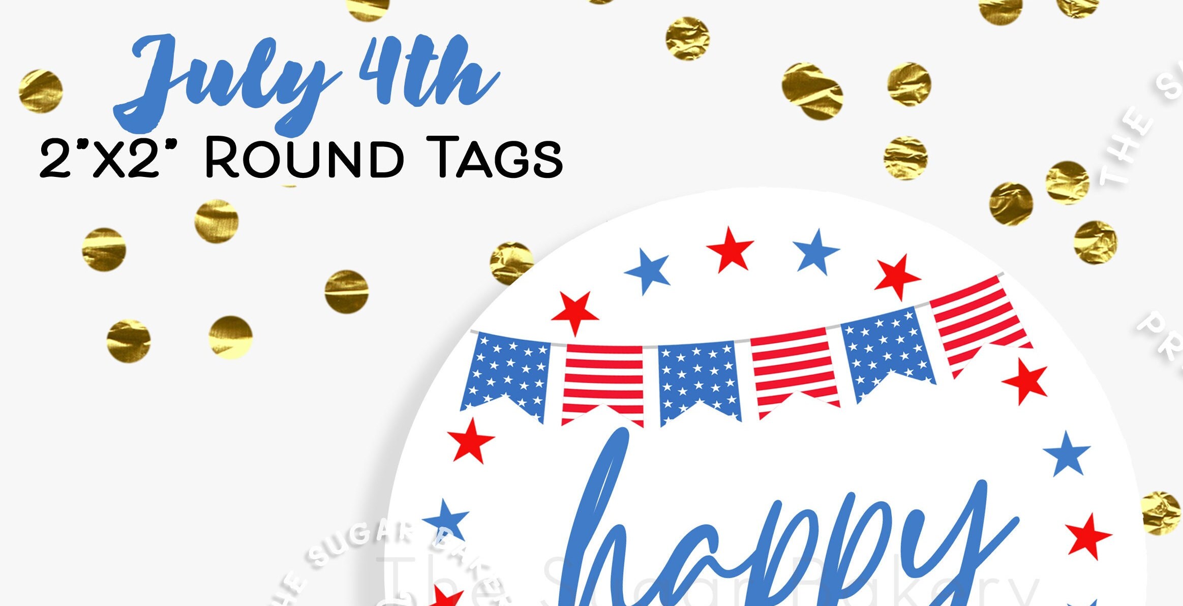 Happy 4th Printable Cookie Tag July 4th Independence Day - Etsy