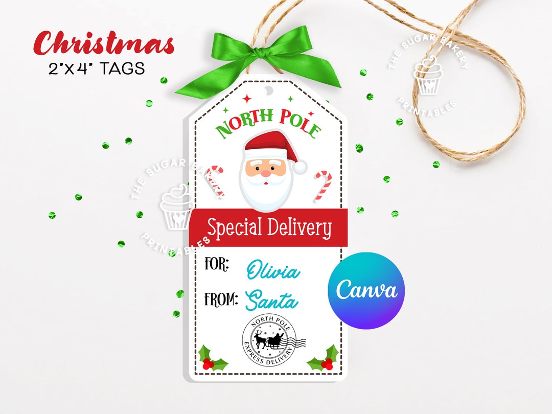 Editable Santa Claus Gift Tag Special Delivery From NORTH - Etsy