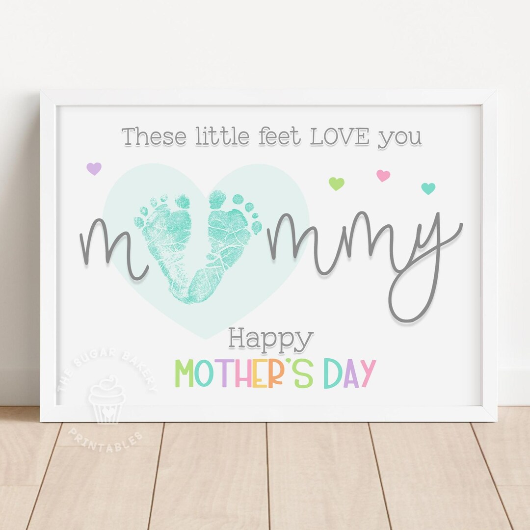 Mothers Day Footprint Craft Printable Handprint Mothers Day Art Babys ...