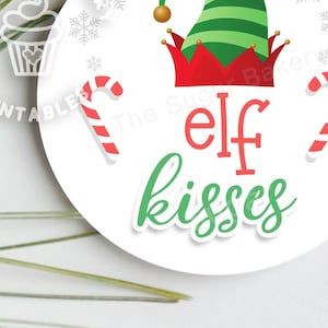 ELF KISSES Tag, Printable Elf Kisses Cookie Tags, Santa Claus North ...
