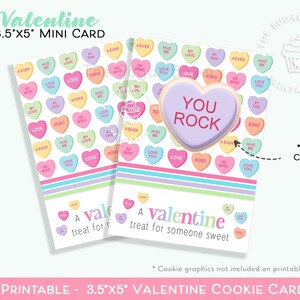 Conversation HEART Cookie Card, 3.5x5 Mini Cookie Card, Happy VALENTINE ...