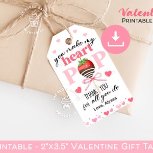 Printable Valentine Treat Tag, You Make My Heart POP TAGS, Valentine ...