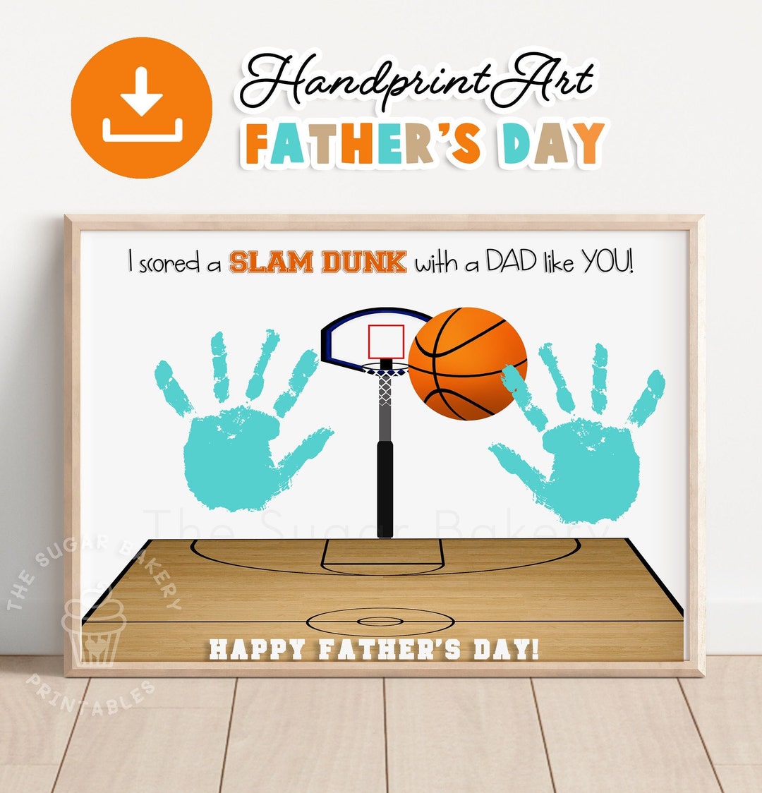 Basketball Handprint Art Craft for Fathers Day, Slam Dunk BASKETBALL ...
