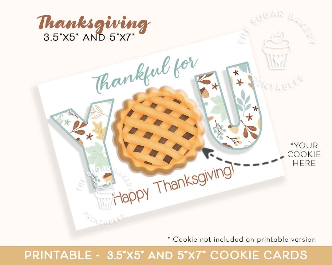Thankful for YOU Cookie Card, FALL Cookie CARD, Autumn Cookie Card ...
