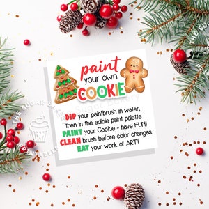 PYO Cookie Kit Tags, PYO Christmas Cookies, Paint Your Own Instructions ...
