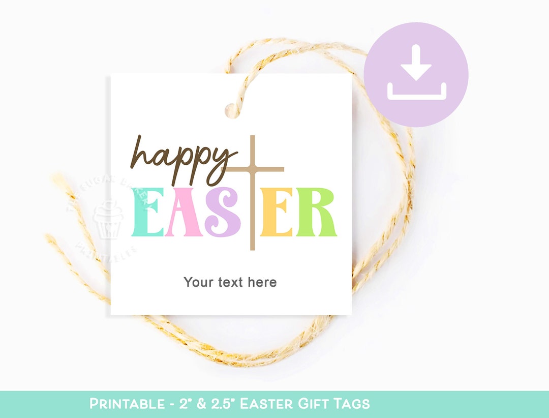 Happy Easter EASTER TAG, Easter CROSS Printable Tag, Easter Cookie Tags ...