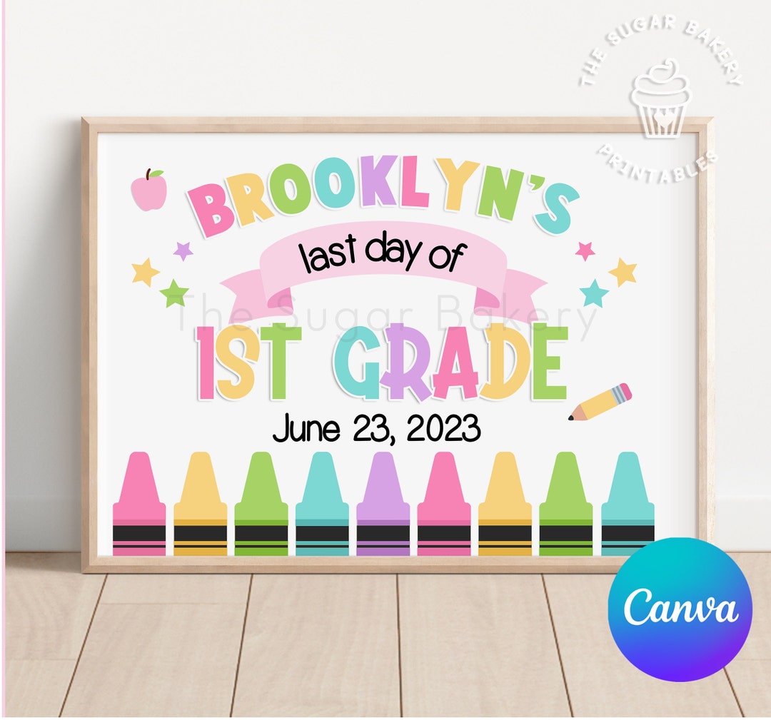 LAST DAY of 1st Grade Editablesign, Last Day of SCHOOL Sign, Goodbye ...