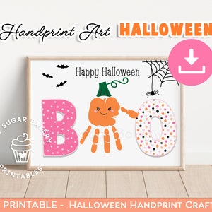 Happy Halloween Handprint Art, Ghost BOO Pumpkin Handprint Craft ...