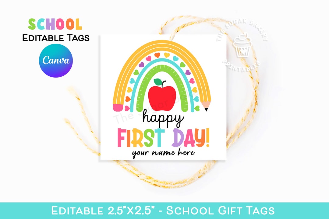 Happy FIRST DAY of School Tag, Back to School Gift Tag, First Day of ...