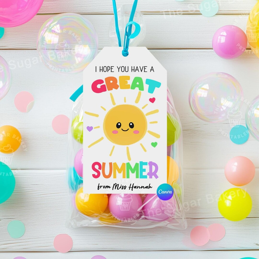 End of School Year Tags SUMMER Gift From Teacher Bubbles Sunglasses ...