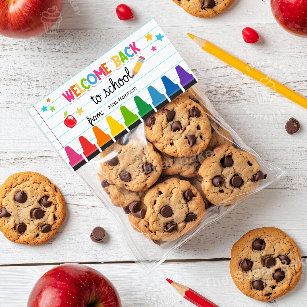 Back to School TREAT Bag TOPPER, PRINTABLE First Day of School Cookie ...