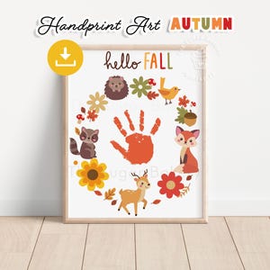 Fall Handprint Craft Printable Autumn Craft Woodland Fox Deer Hedgehog ...