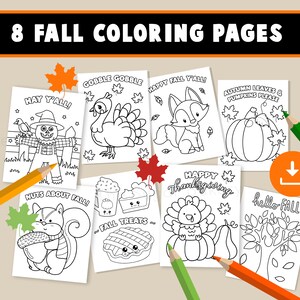 Fall Coloring Pages, PRINTABLE Autumn Coloring Pages for Kids Bundle ...