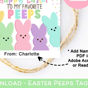 Happy Easter to My Favorite PEEPS Tag, Easter Tags Printable, Easter ...