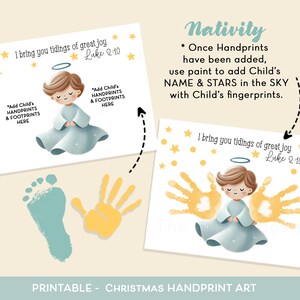 Christmas Handprint Art NATIVITY ANGEL Luke 2:10 Tidings of Great JOY ...