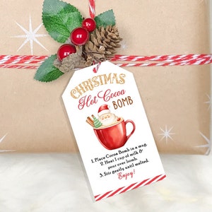 Printable Hot Chocolate Bomb Tags, Christmas Hot COCOA BOMB Tags, SANTA ...