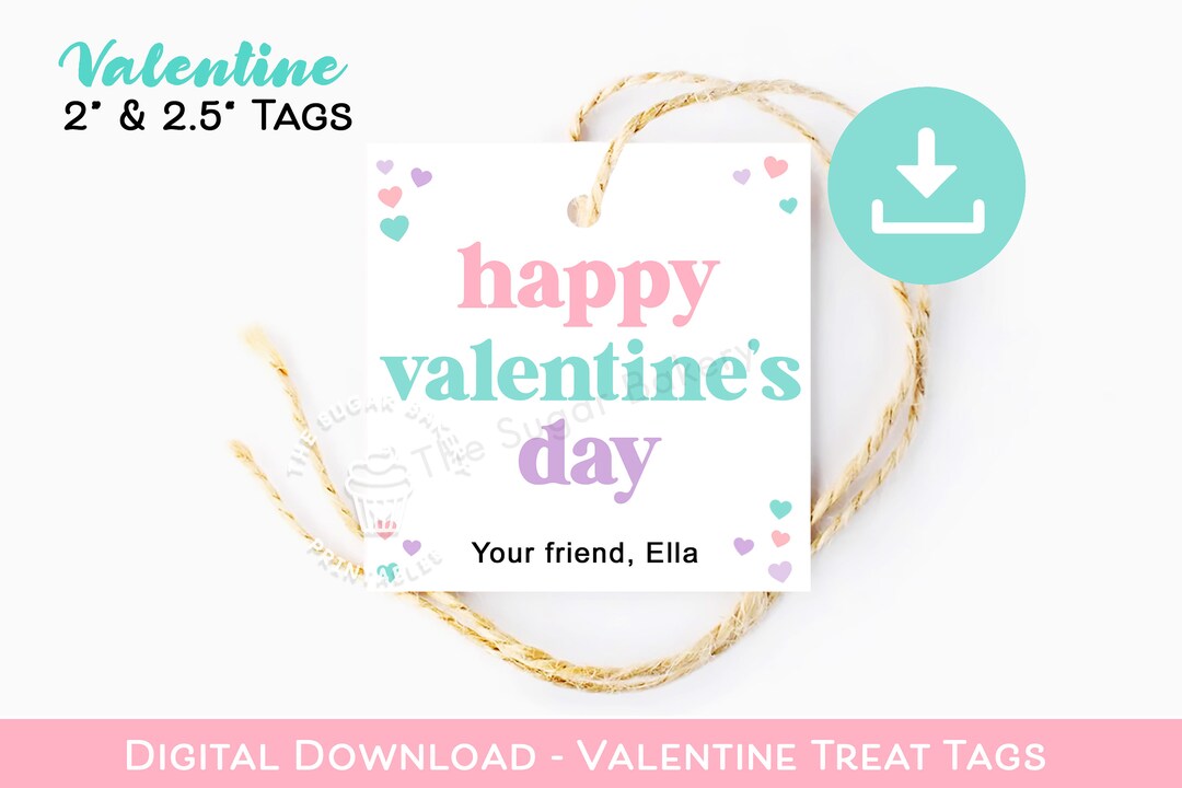 Happy Valentine's Day Tags, Printable Valentine's Day Cookie TAGS ...