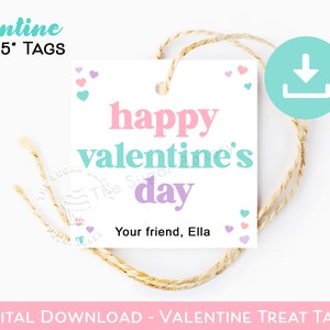 Happy Valentine's Day Tags, Printable Valentine's Day Cookie TAGS ...