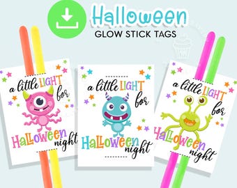 Halloween Glow Stick Tags, A Little Light for Halloween Night ...