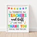 TEACHER Appreciation Sign Printable Staff Appreciation Sign School ...