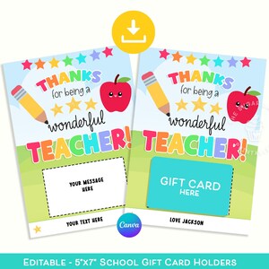 Teacher GIFT Card Holder, Thank You Teacher Appreciation, End of Year ...