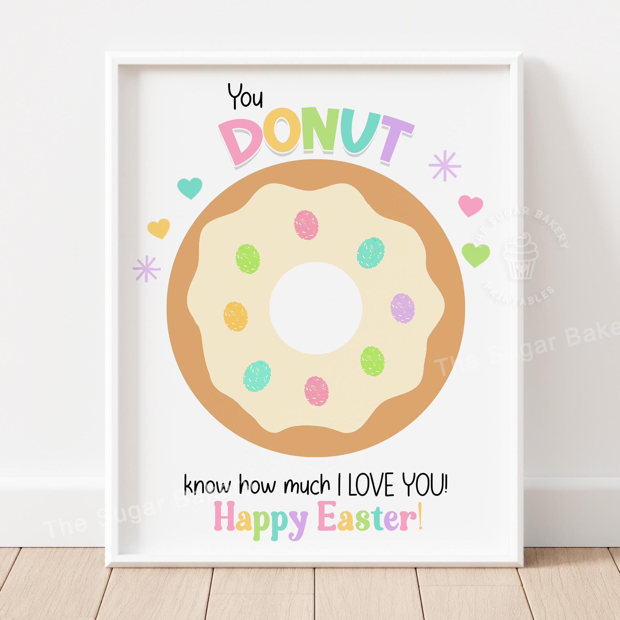 Easter DONUT Thumbprint Printable Craft, Kids Easter Handprint Keepsake ...