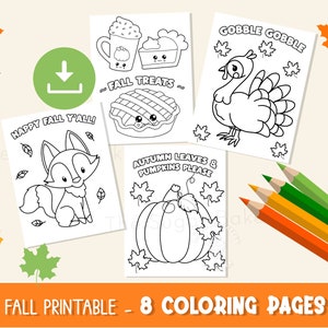 Fall Coloring Pages, PRINTABLE Autumn Coloring Pages for Kids Bundle ...