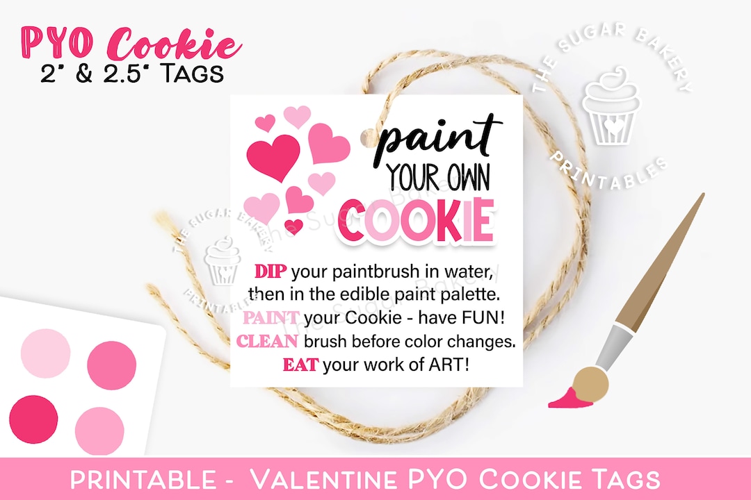 PYO Valentine Cookie Tags, Valentine Hearts Tags, PYO Cookie ...