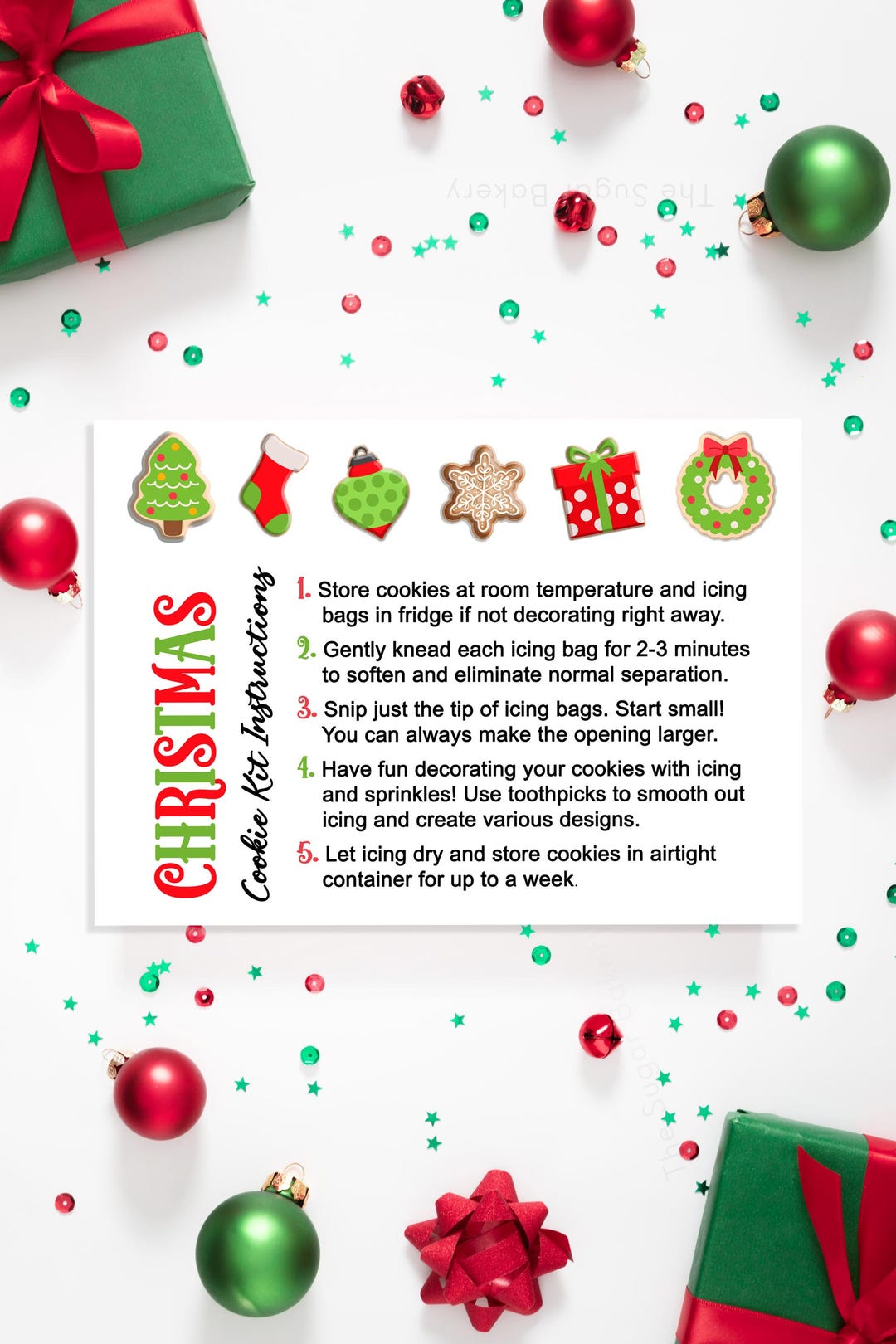 Printable CHRISTMAS DIY COOKIE Kit Instructions, 3.5x5" and 5x7" Cards ...