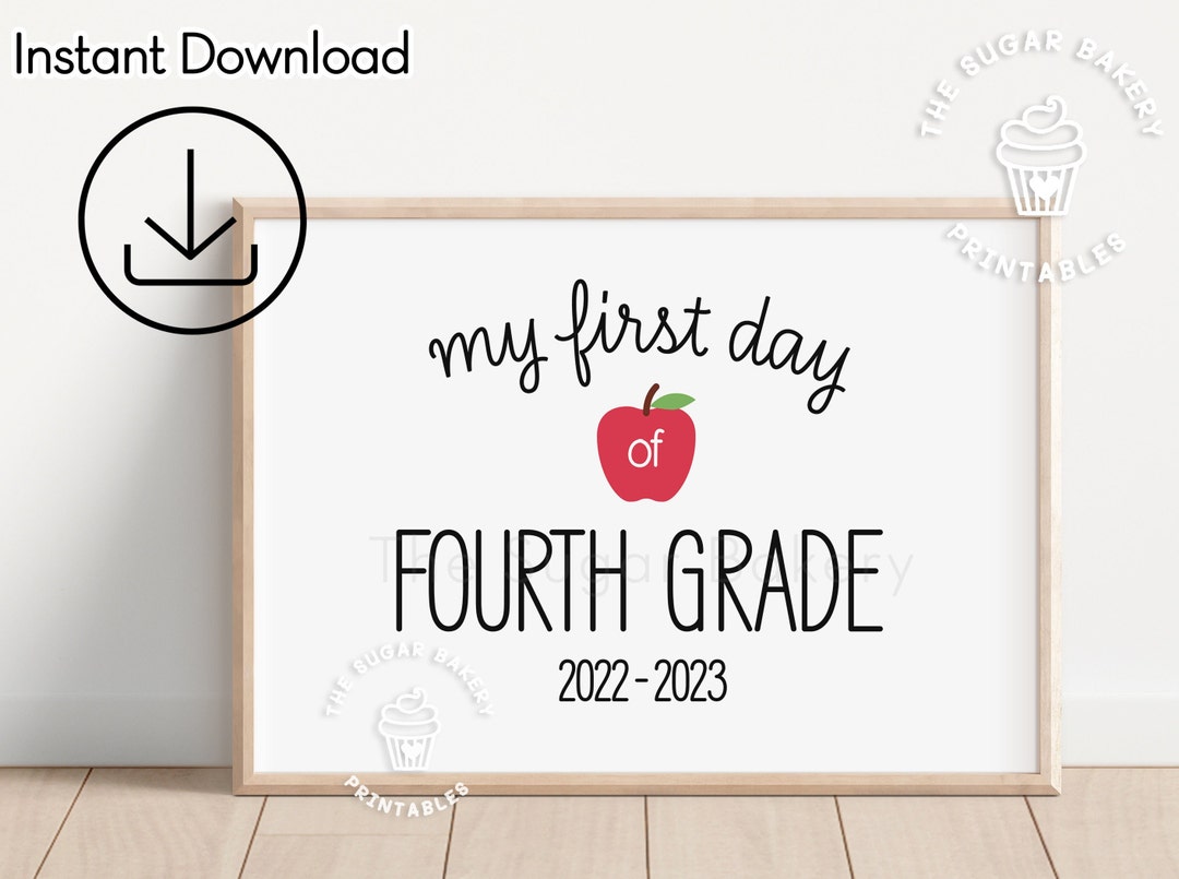 First Day of School Sign 4th GRADE Back to School FOURTH - Etsy