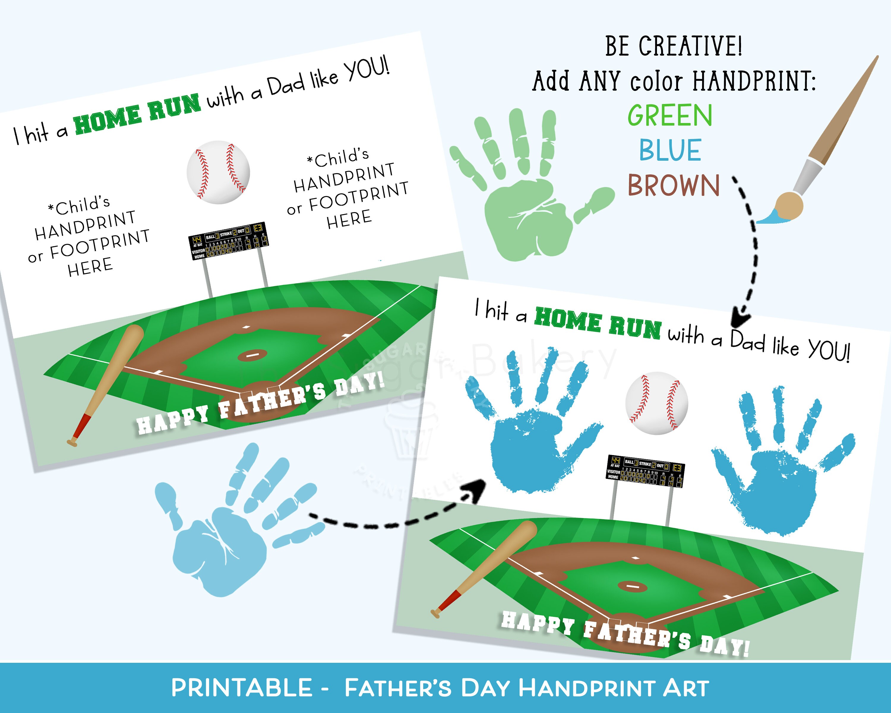 Fathers Day Handprint Art, BASEBALL Handprint Craft, Fathers Day ...