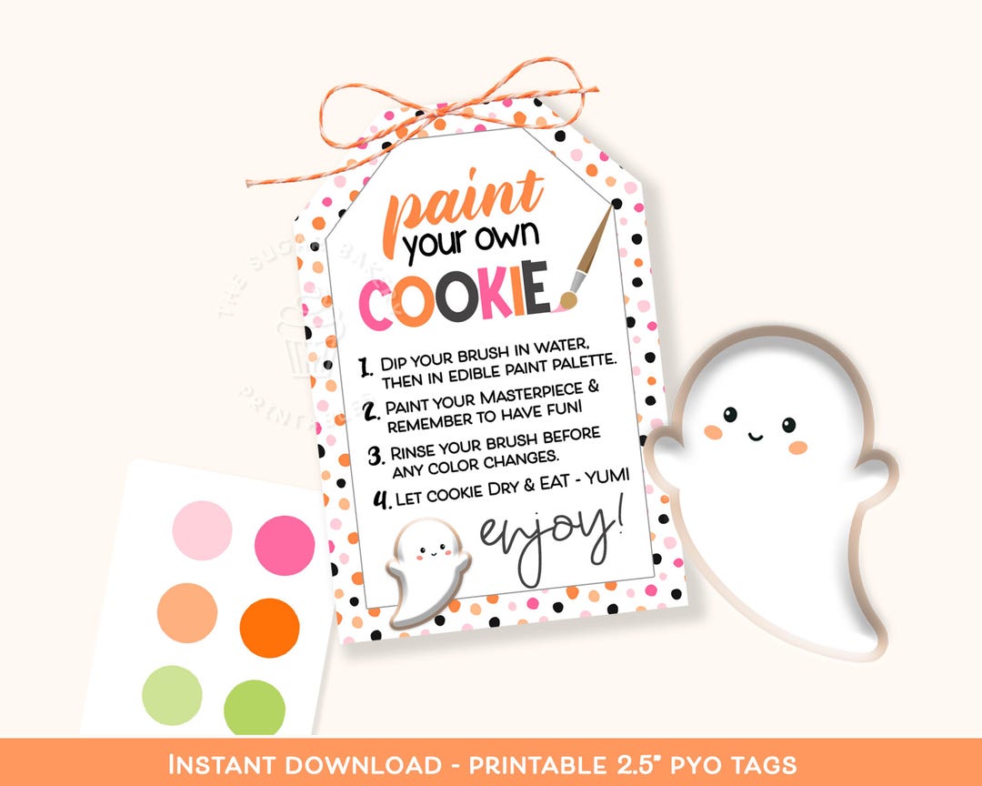 PYO Cookie Halloween TAGS, PYO Cookie Instructions & Directions, Paint ...