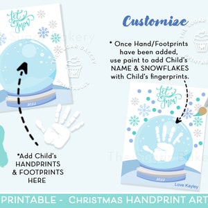 Snow Globe Handprint Art, Handprint Christmas Craft, Snowflake Snowman ...