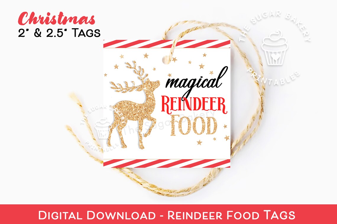 Printable Magic Reindeer Food Label Tag, Christmas Gift Tag, Reindeer ...