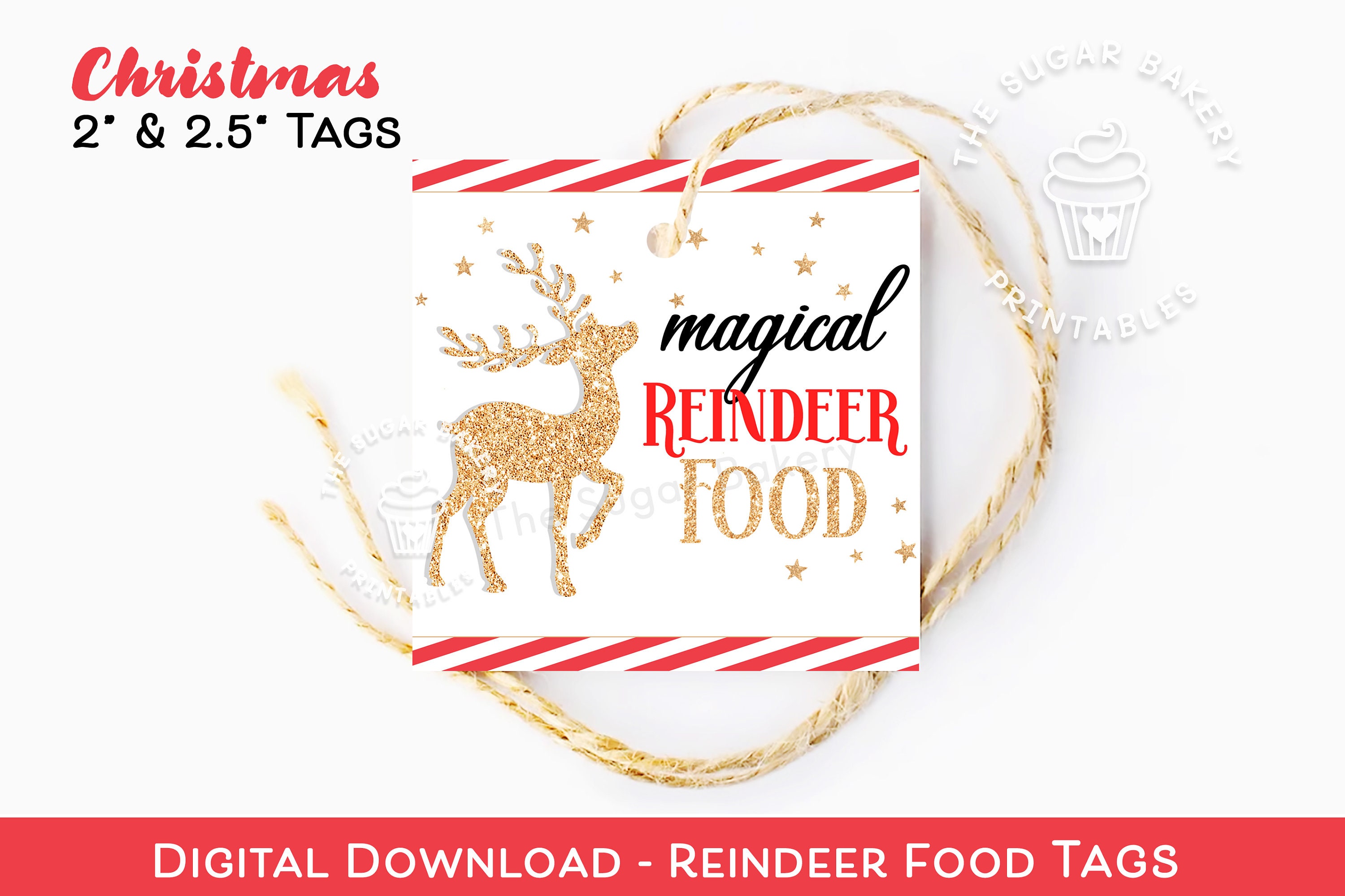 Printable Magic Reindeer Food Label Tag, Christmas Gift Tag, Reindeer ...